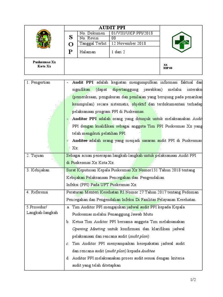 01-Sop Audit Ppi | PDF | Pengelolaan Keuangan & Uang
