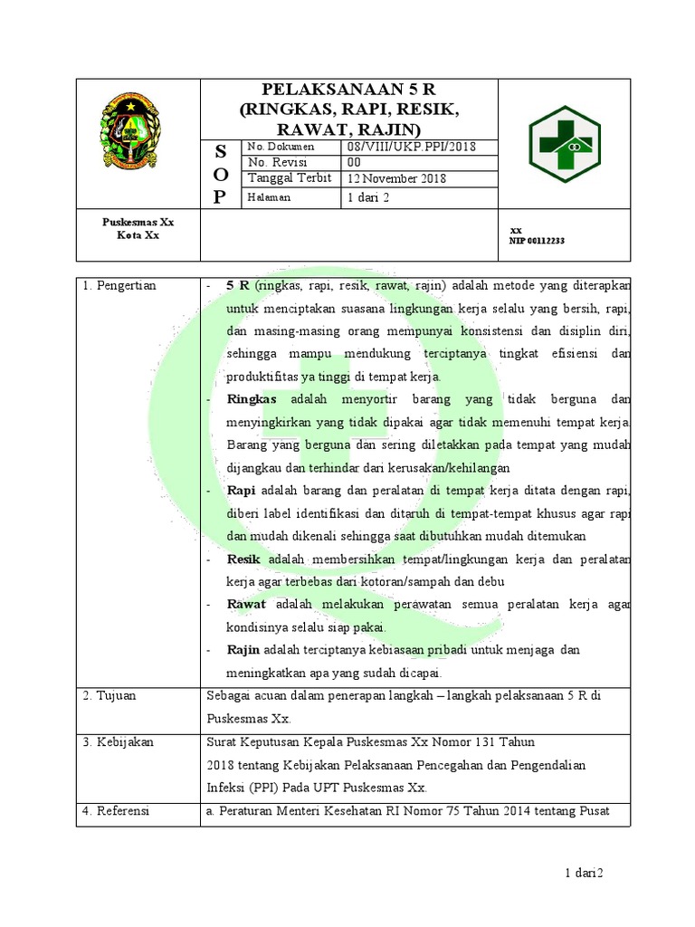 02-Sop Pelaksanaan 5R | PDF