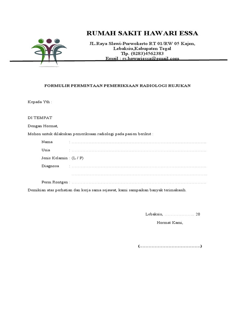 Formulir Permintaan Pemeriksaan Radiologi Rujukan | PDF