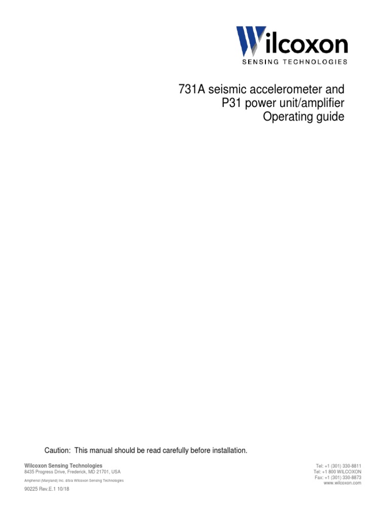 731A - P31 Operation Manual | PDF | Accelerometer | Amplifier