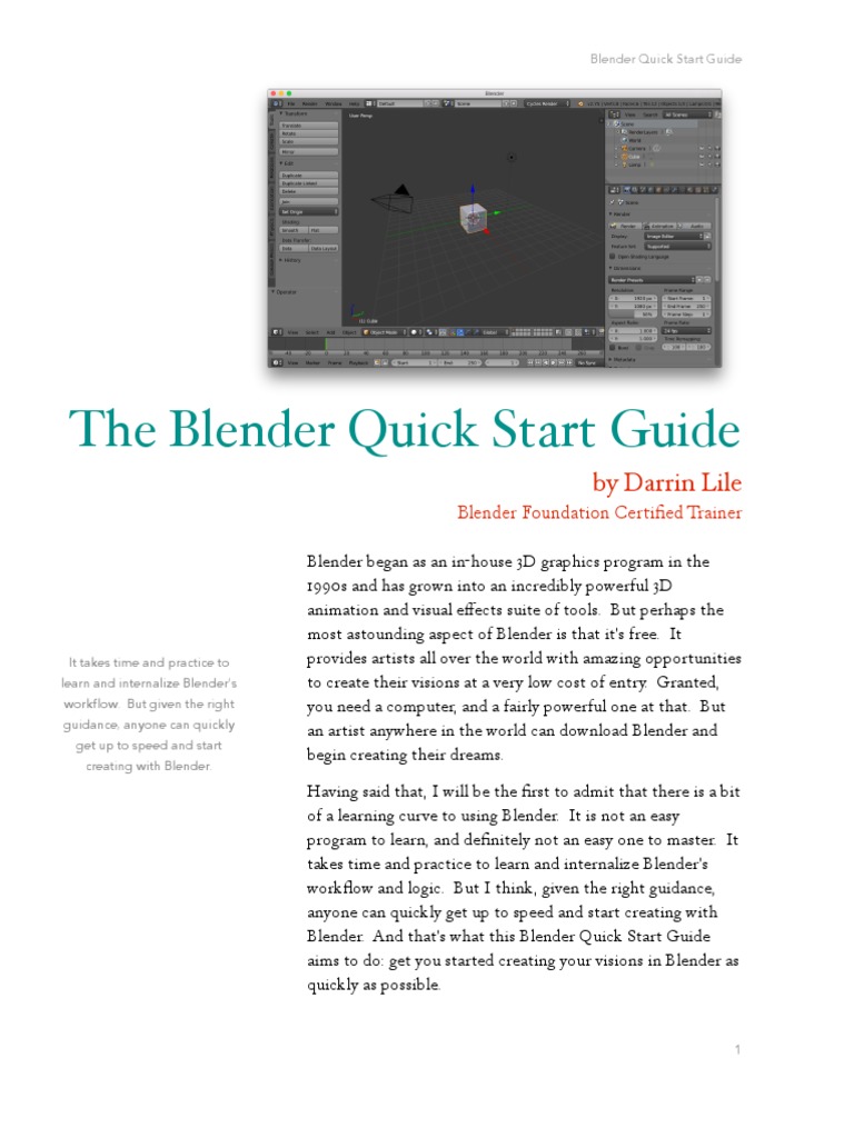 Blender Quick Start Guide Overview | PDF | 3 D Computer Graphics ...