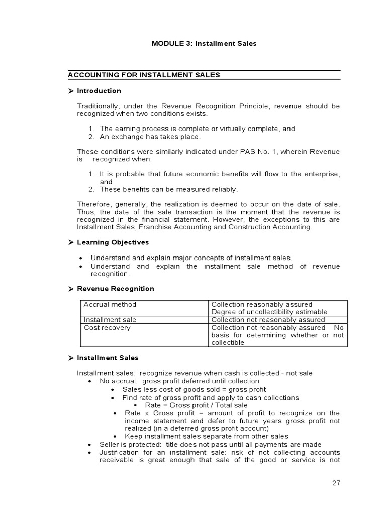 MODULE 3 - Installment Sales | PDF | Gross Income | Revenue
