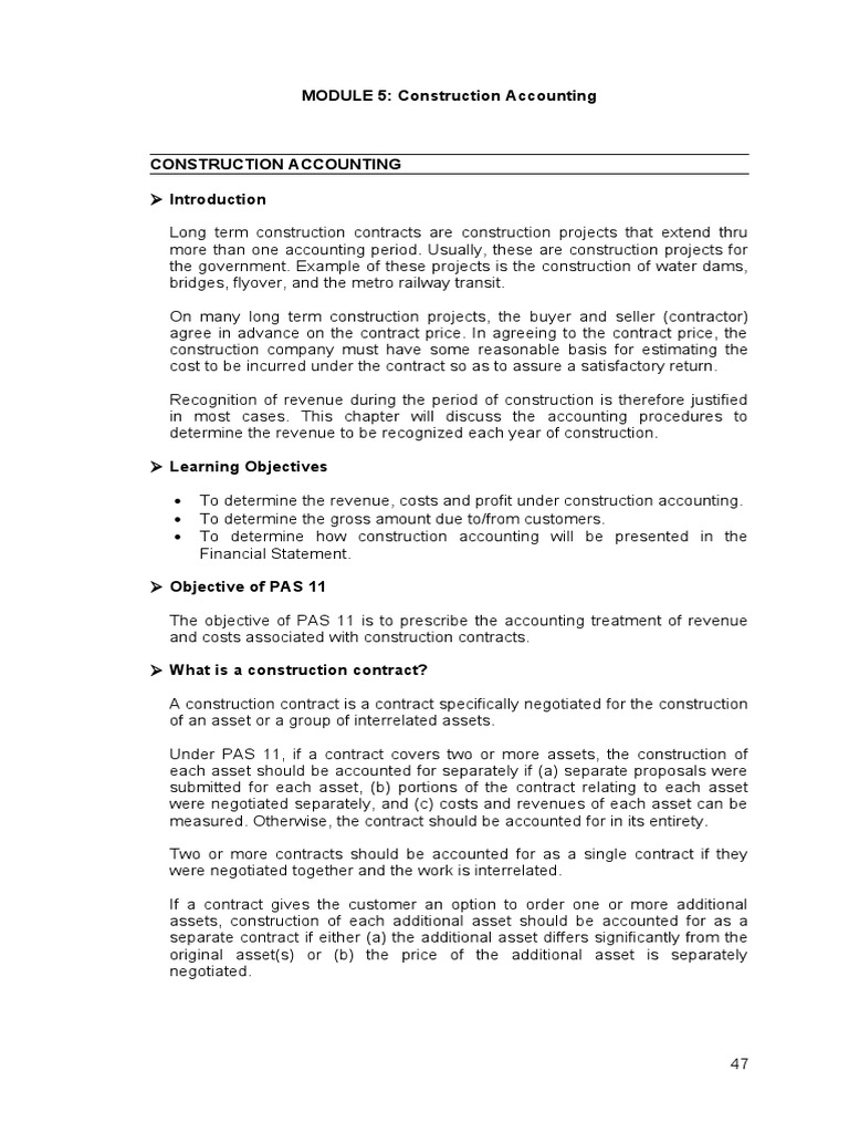 Construction Accounting Overview | PDF | Cost | Revenue