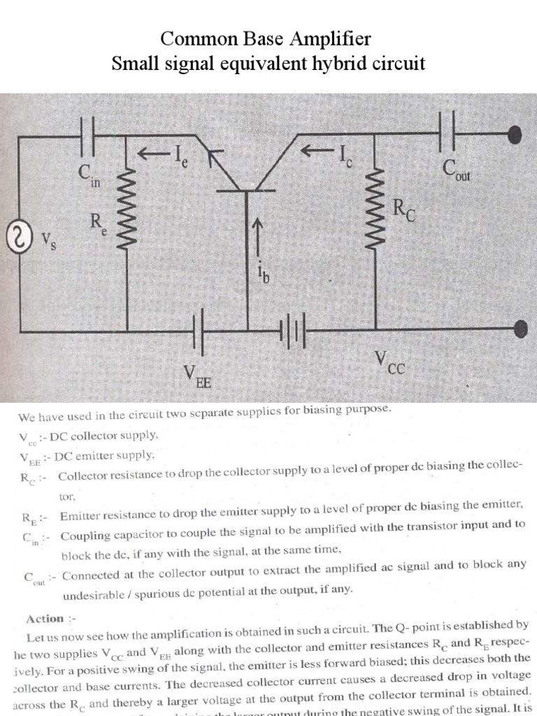 Common Base Amplifier Small Signal Equivalent Hybrid Circuit | PDF