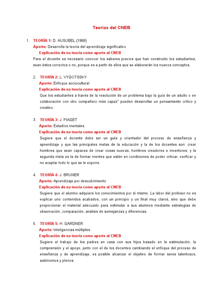 Teorías Del CNEB | PDF