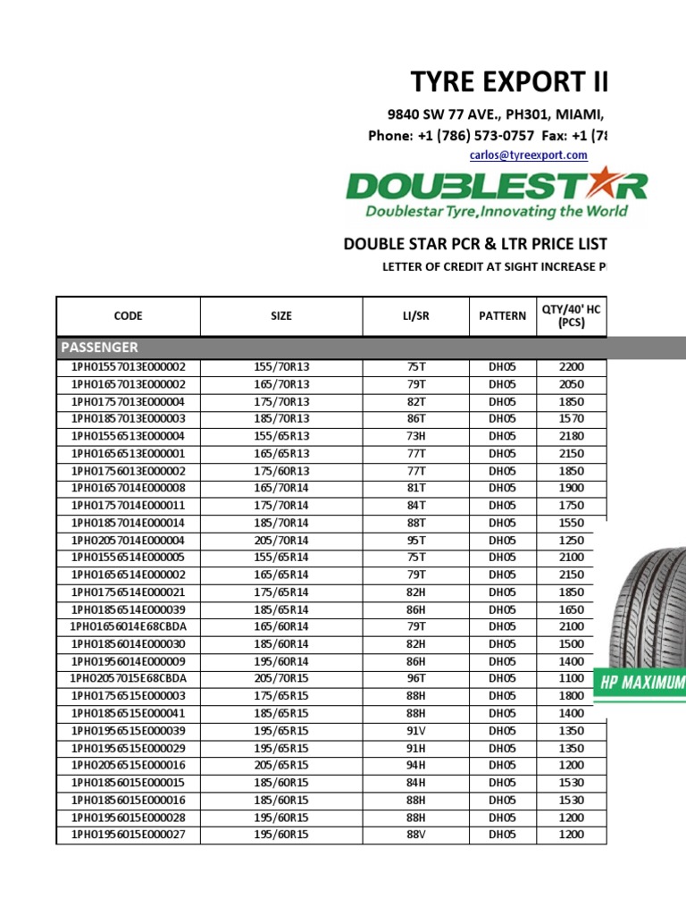 Double Star Tire Price List 2023 | PDF