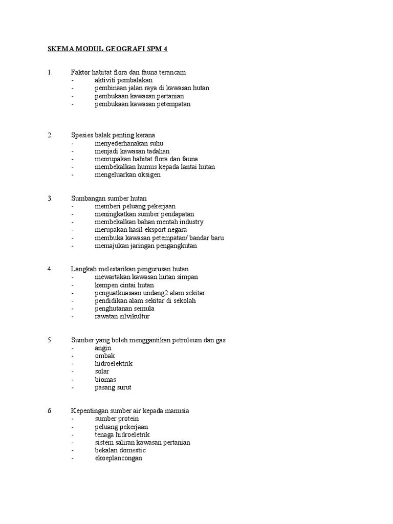 Skema Jawapan Esei Geografi SPM 4 | PDF