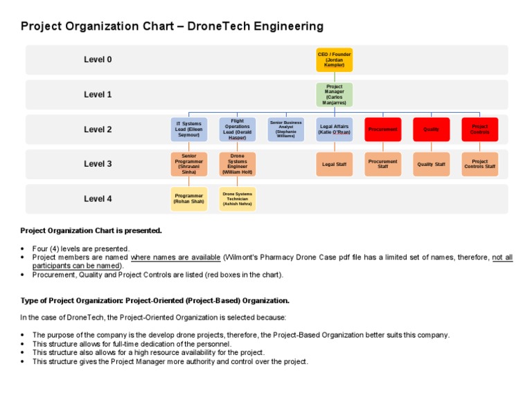 Project Organization Chart - Dronetech Engineering: Level 0 | PDF | Business