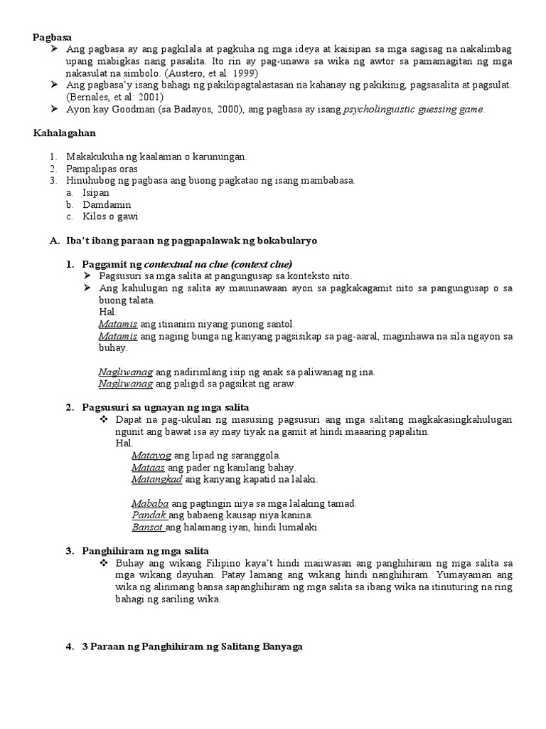 Filipino 104 Handouts (Midterm) | PDF