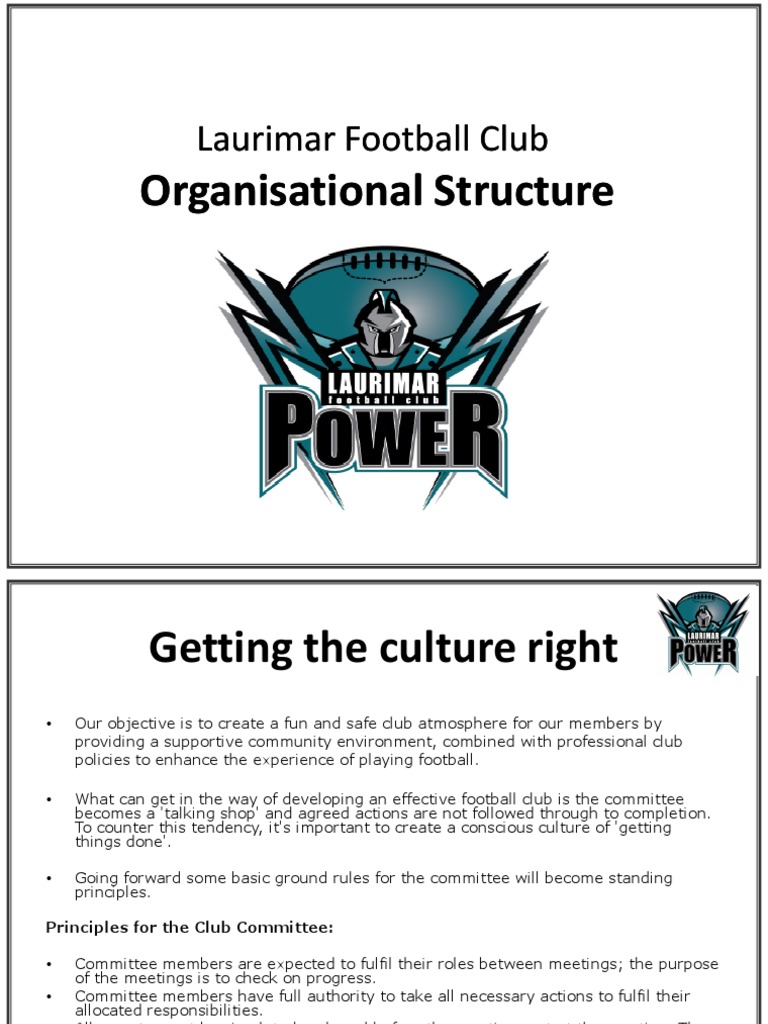 Laurimar Football Club Laurimar Football Club: Organisational Structure ...
