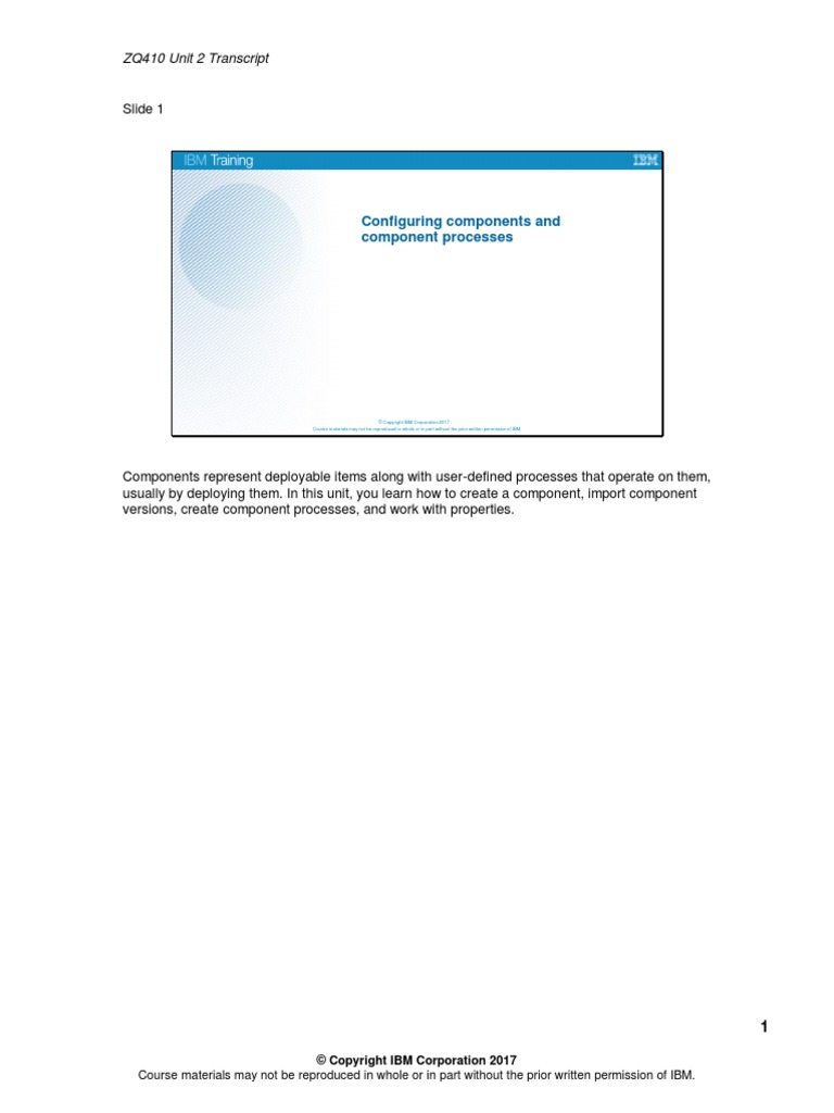 ZQ410 Unit 2 Transcript: Configuring Components and Component Processes | PDF | Scope (Computer ...