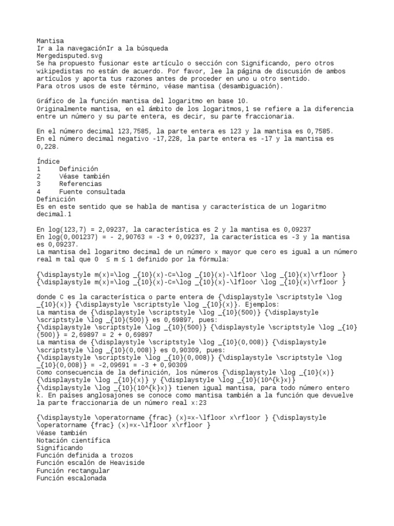 Mantisa en Logaritmos Decimales | PDF | Logaritmo | Funciones y mapeos