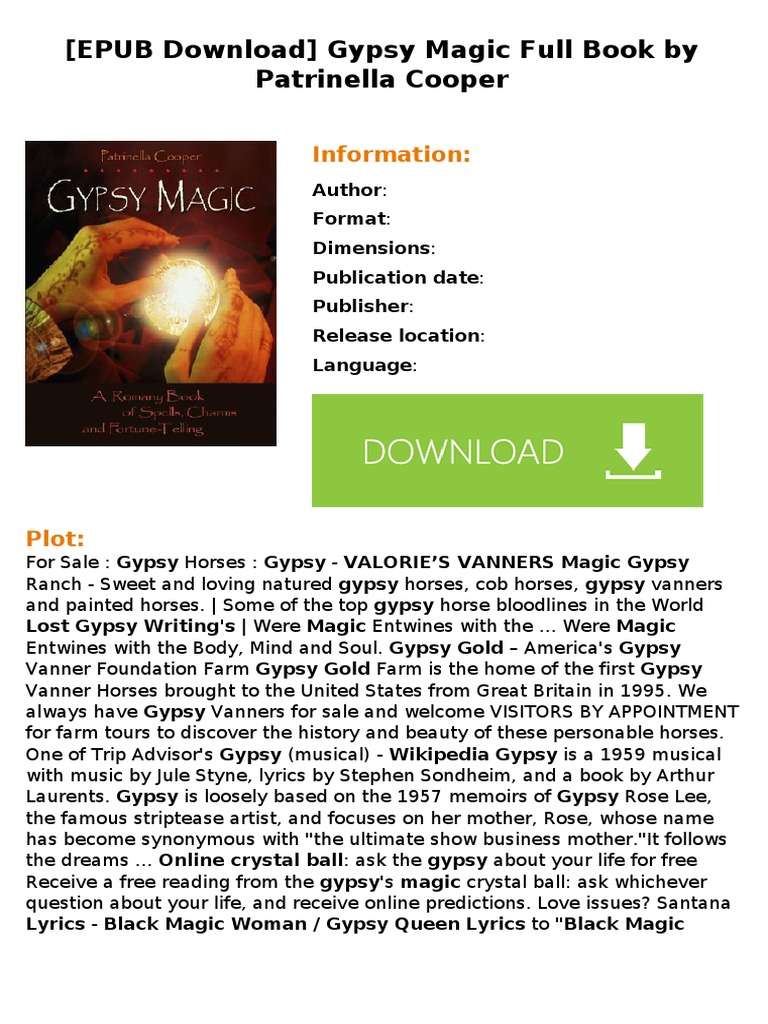 (EPUB Download) Gypsy Magic Full Book by Patrinella Cooper: Information ...