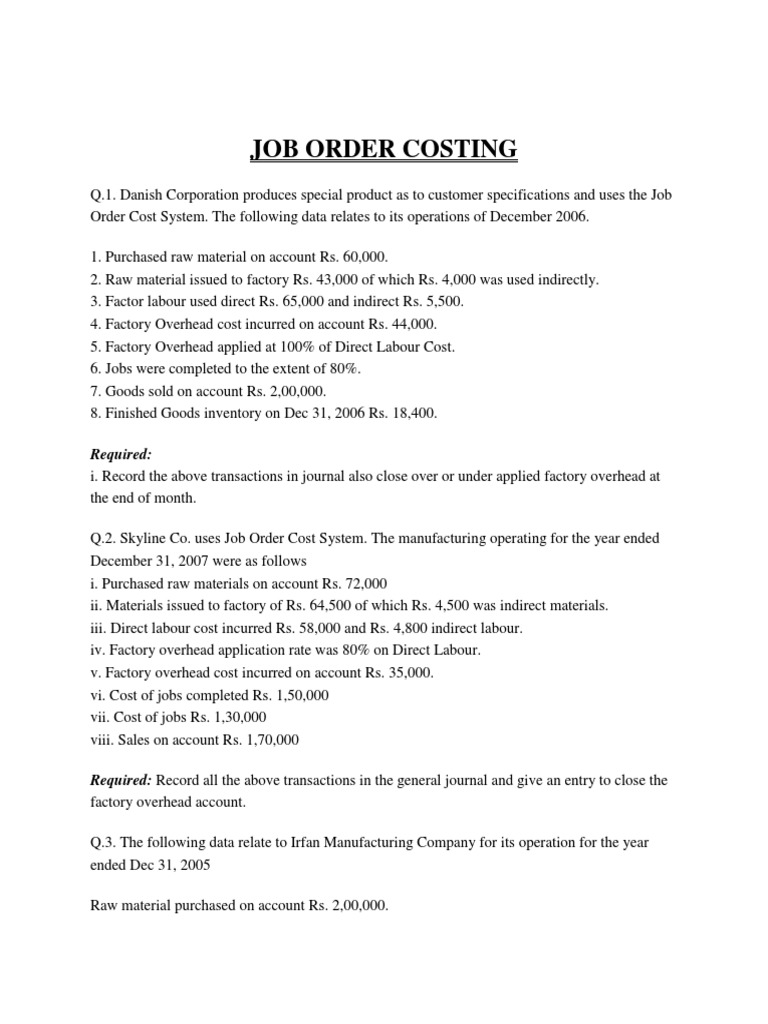 Job Order Costing | PDF | Cost Of Goods Sold | Cost