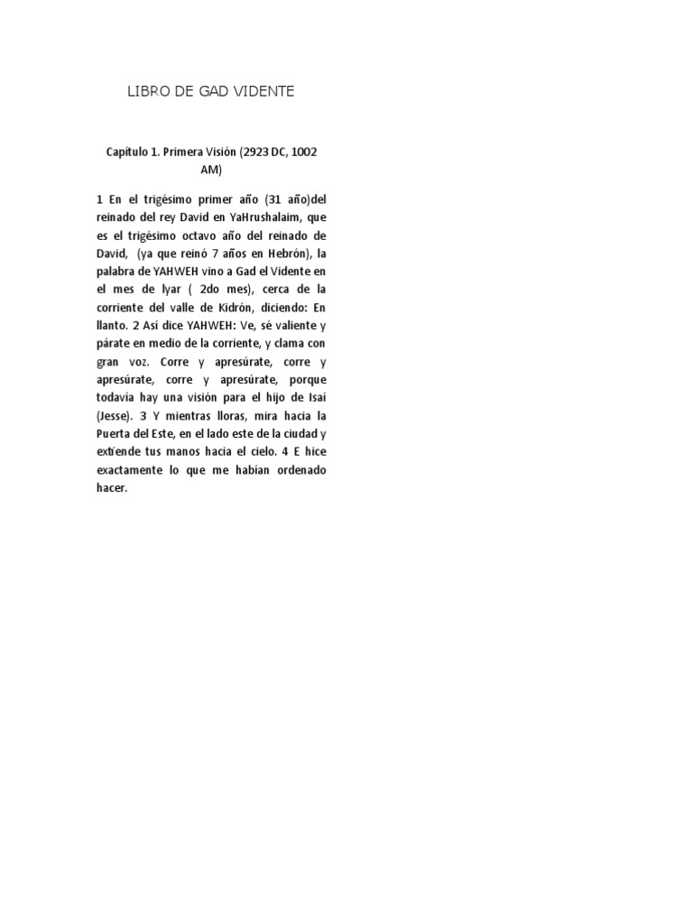 Libro de Gad el Vidente: Primera Visión | PDF