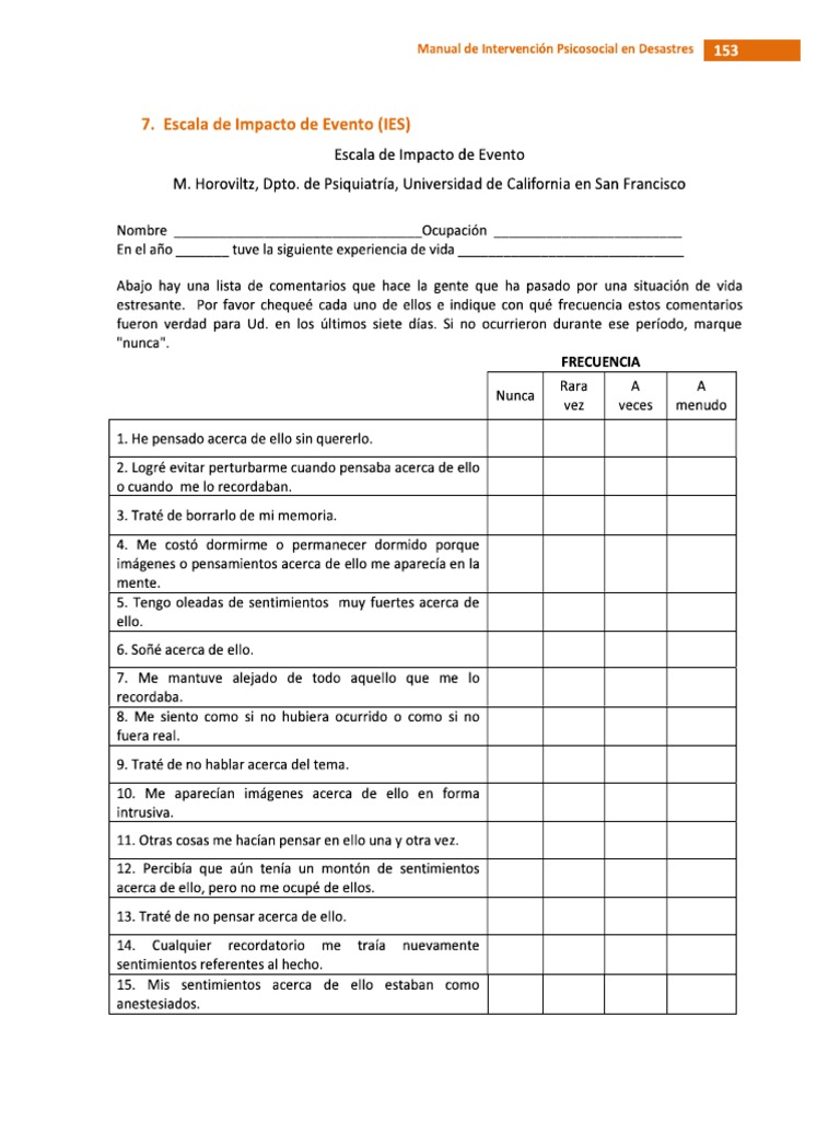 Escala de Impacto de Evento (IES) PDF | PDF