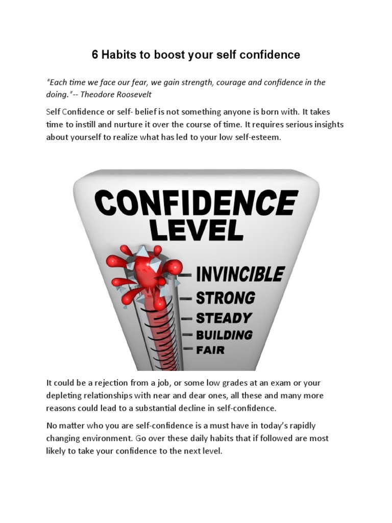 6 Habits To Boost Your Self Confidence | PDF | Psychological Attitude ...