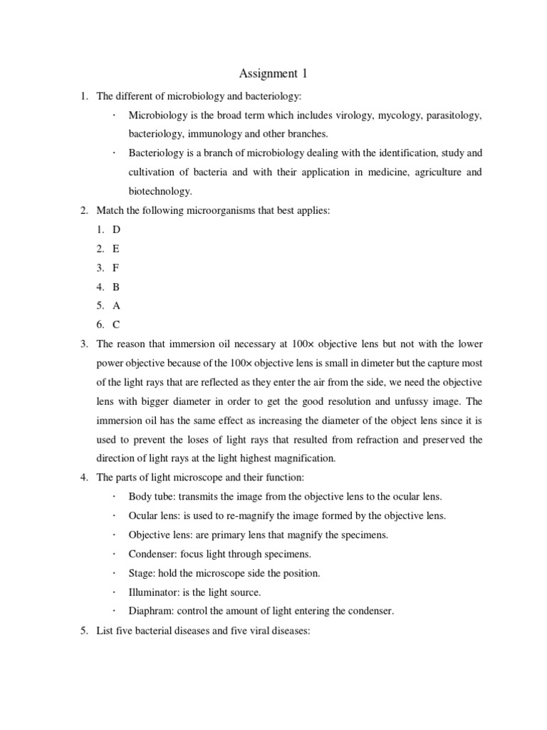 Assignment 1 Microbiology | PDF | Infection | Virus