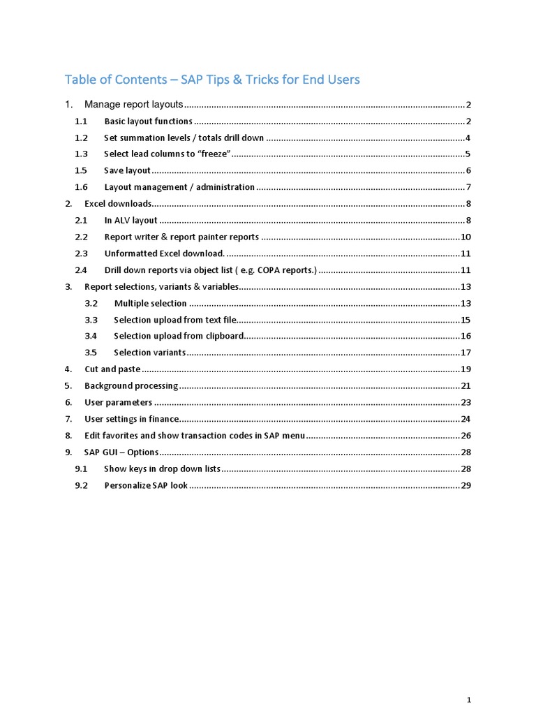 SAP Tips and Tricks | PDF | Microsoft Excel | Computing