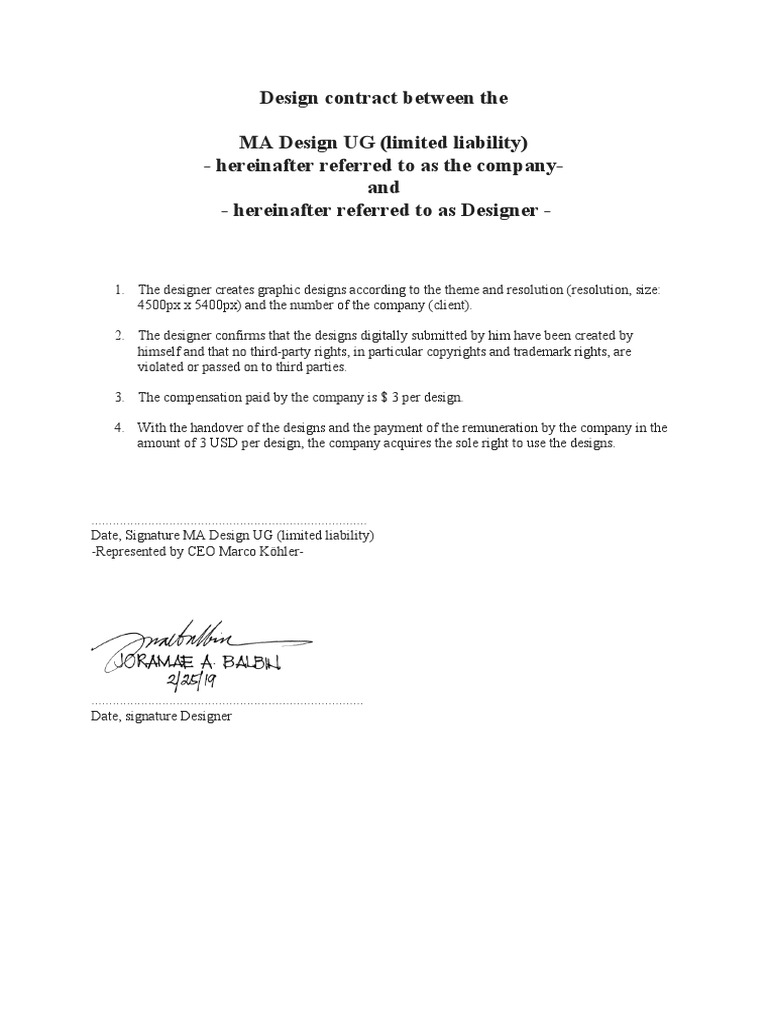 Design Contract Between The MA Design UG (Limited Liability ...