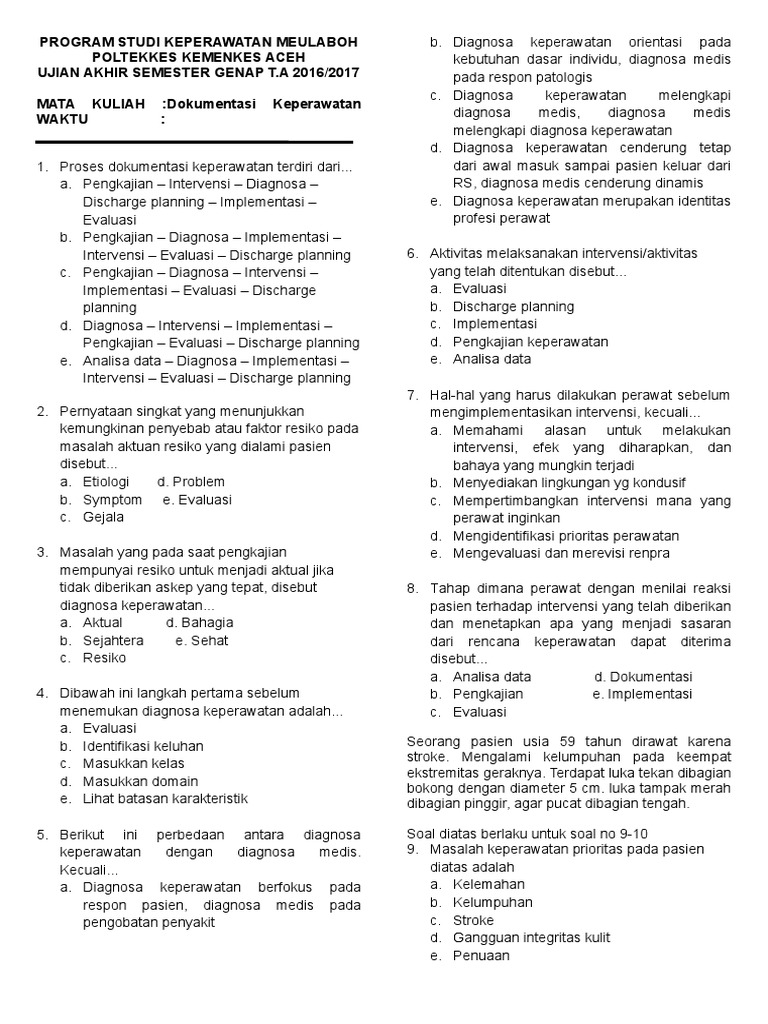 SOAL UAS DOKEP - Haniyyah | PDF | Pengembangan Diri | Kesehatan Holistik