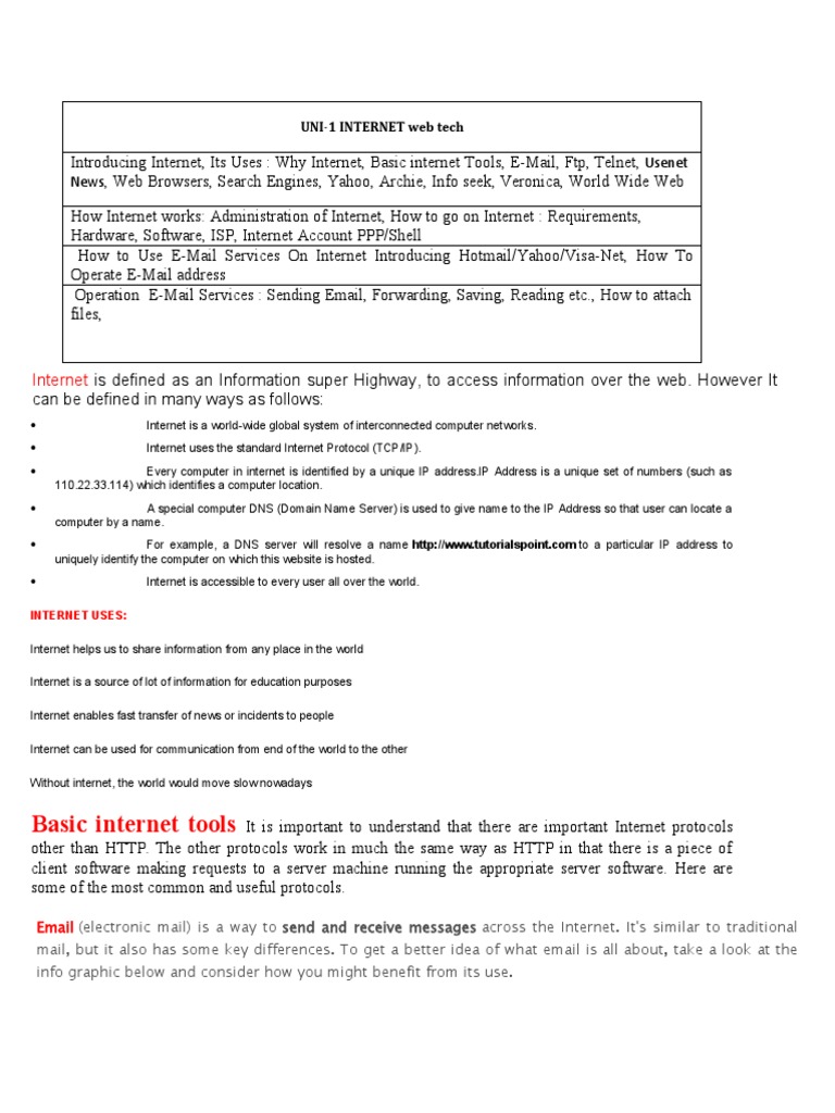 Unit 1 Web Technology Notes Pdf File Transfer Protocol Internet 