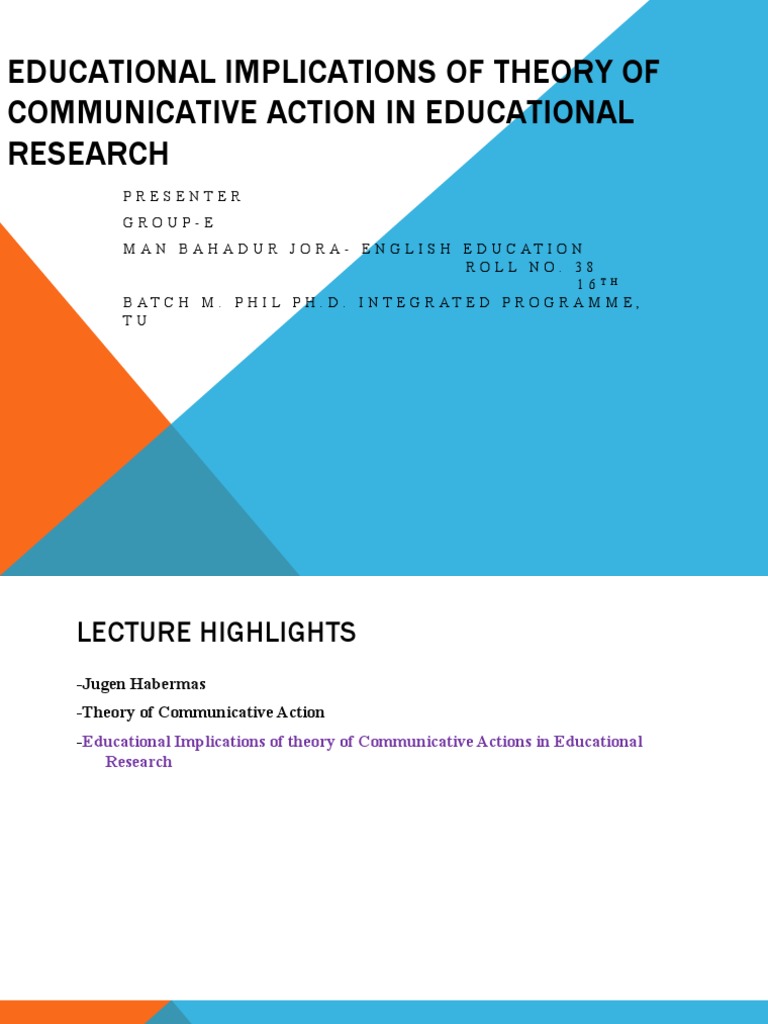 Power Point Presentation On THEORY OF COMMUNICATIVE ACTION IN ...