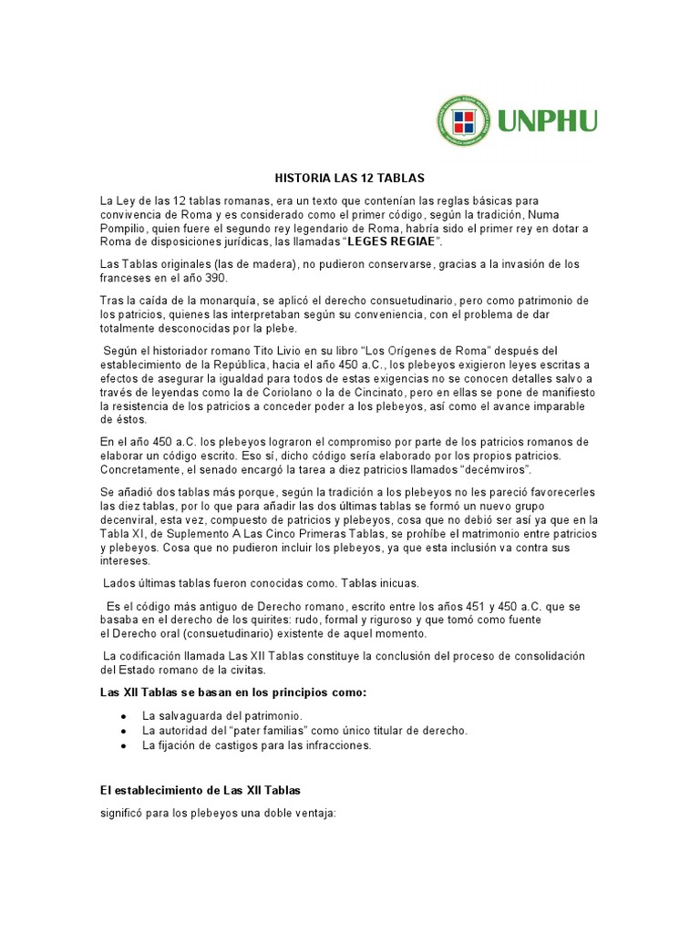 Historia de las 12 Tablas Romanas | PDF | Roma antigua | Europa antigua