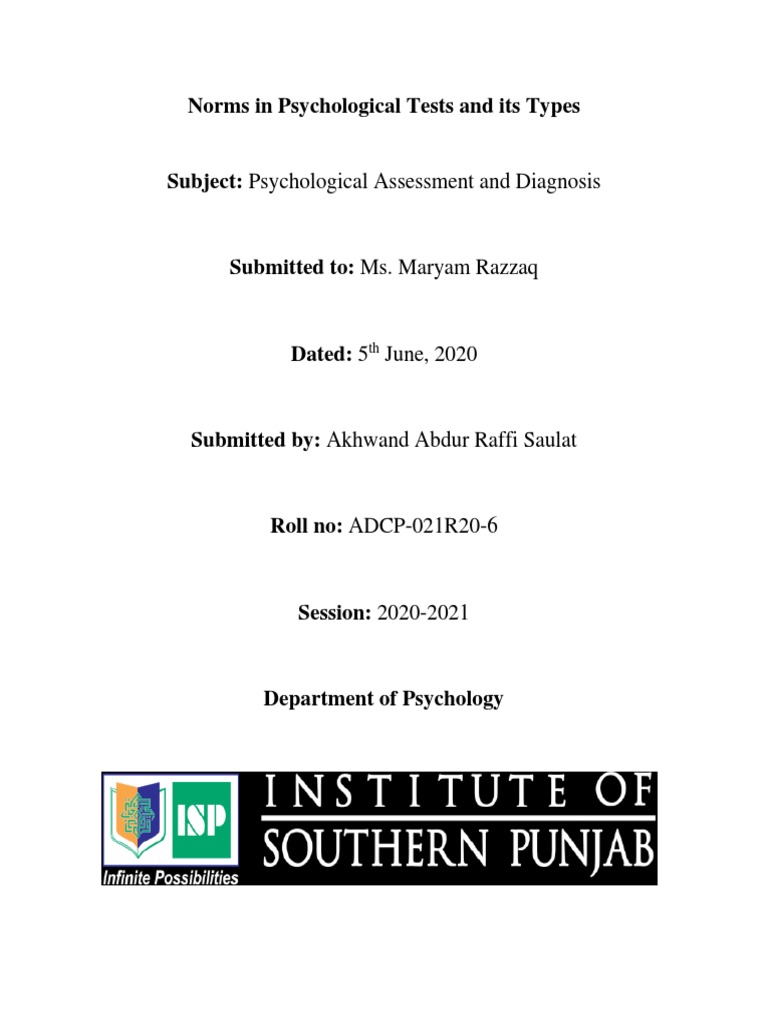 Norms in Psychological Tests and Its Types | PDF | Psychological ...