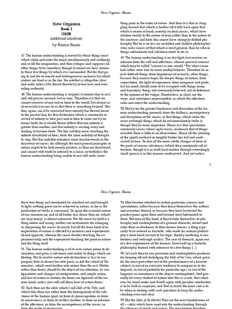 New Organon: (Additional Selections) by Francis Bacon | PDF ...