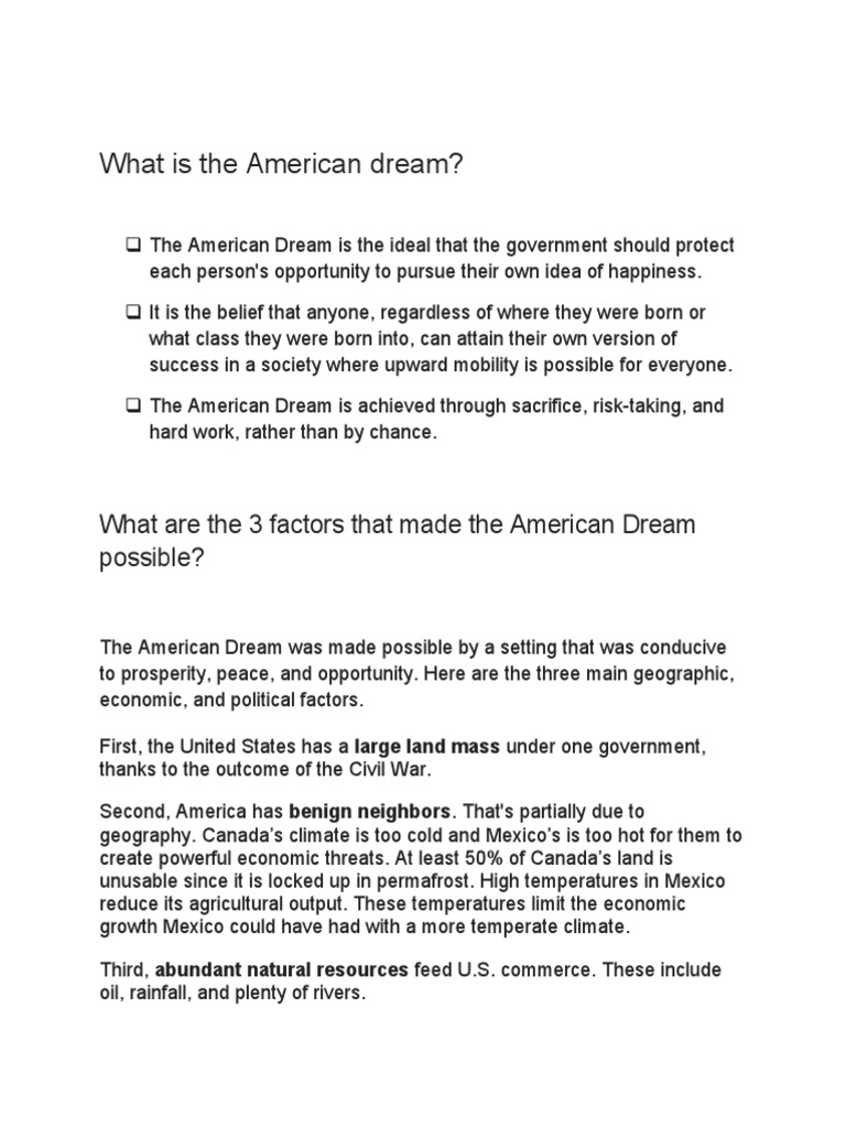 What Is The American Dream | PDF
