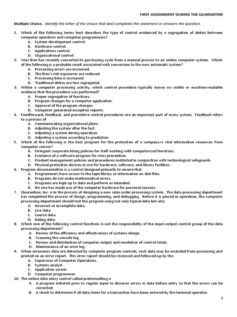 Examination During The Ecq in An It Environment | PDF | Internal ...