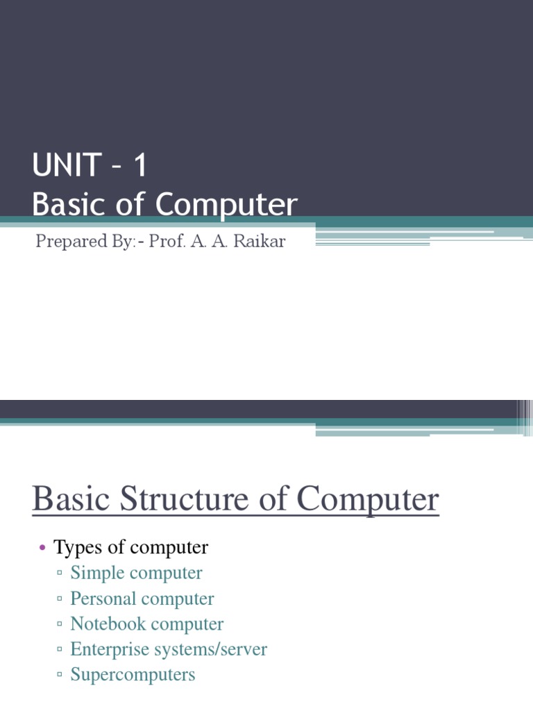 An Introduction to the Basic Structure, Components, and Concepts of Computers | PDF | Central ...