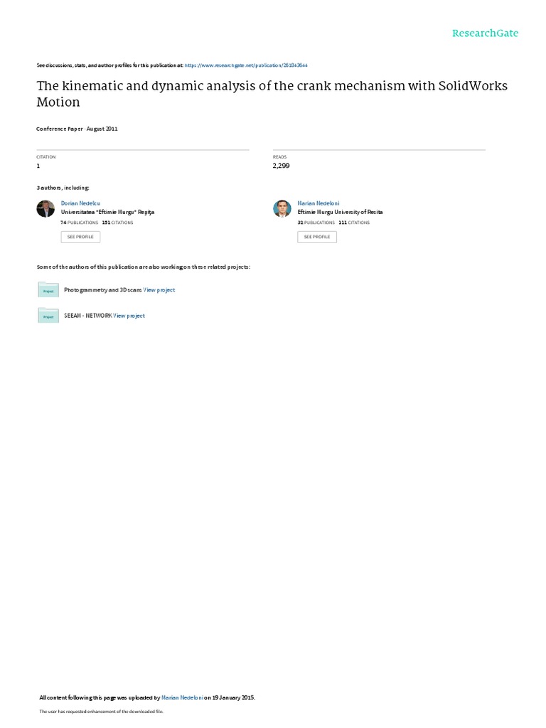 The Kinematic and Dynamic Analysis of The Crank Mechanism | PDF ...