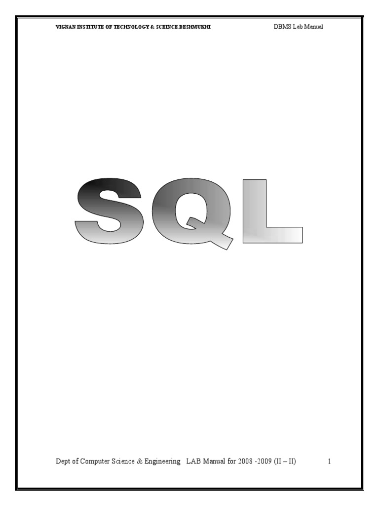 Dept of Computer Science & Engineering LAB Manual For 2008 - 2009 (II ...