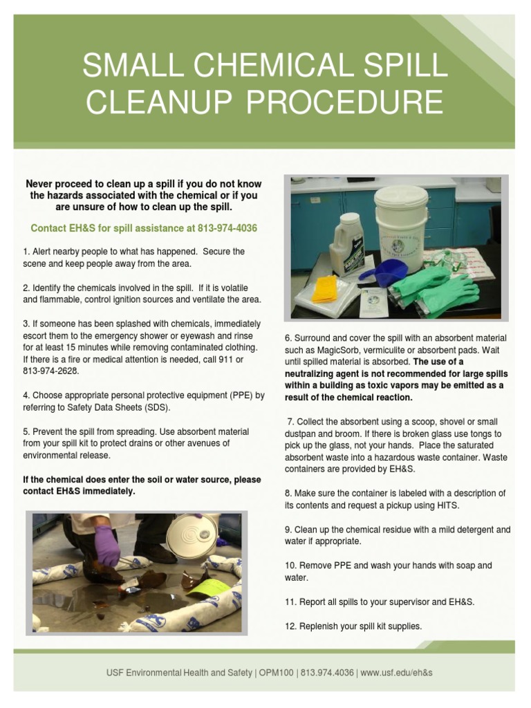Chemical Spill Clean Up | PDF | Personal Protective Equipment ...