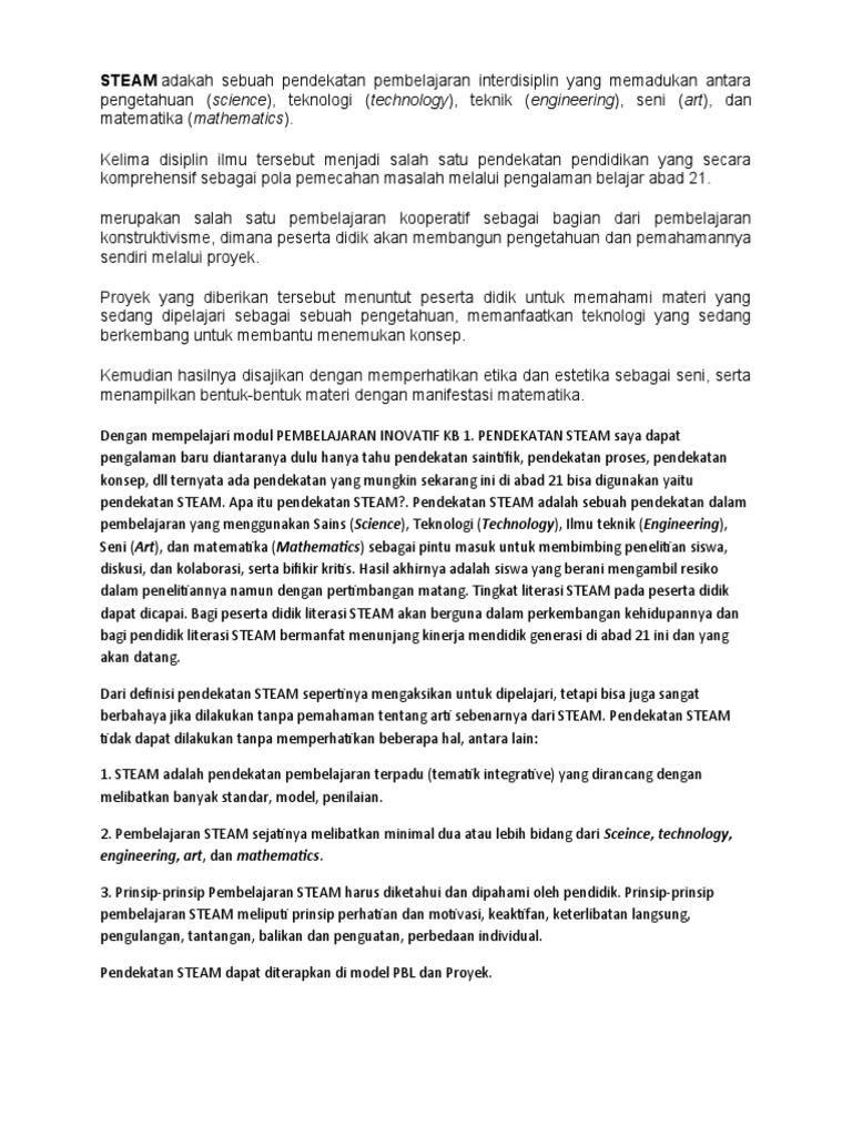 Refleksi KB 1 Steam | PDF