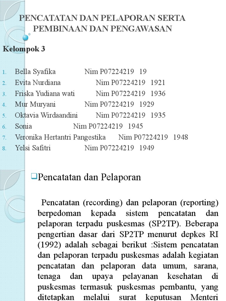 PENCATATAN DAN PELAPORAN SERTA PEMBINAAN DAN PENGAWASAN | PDF