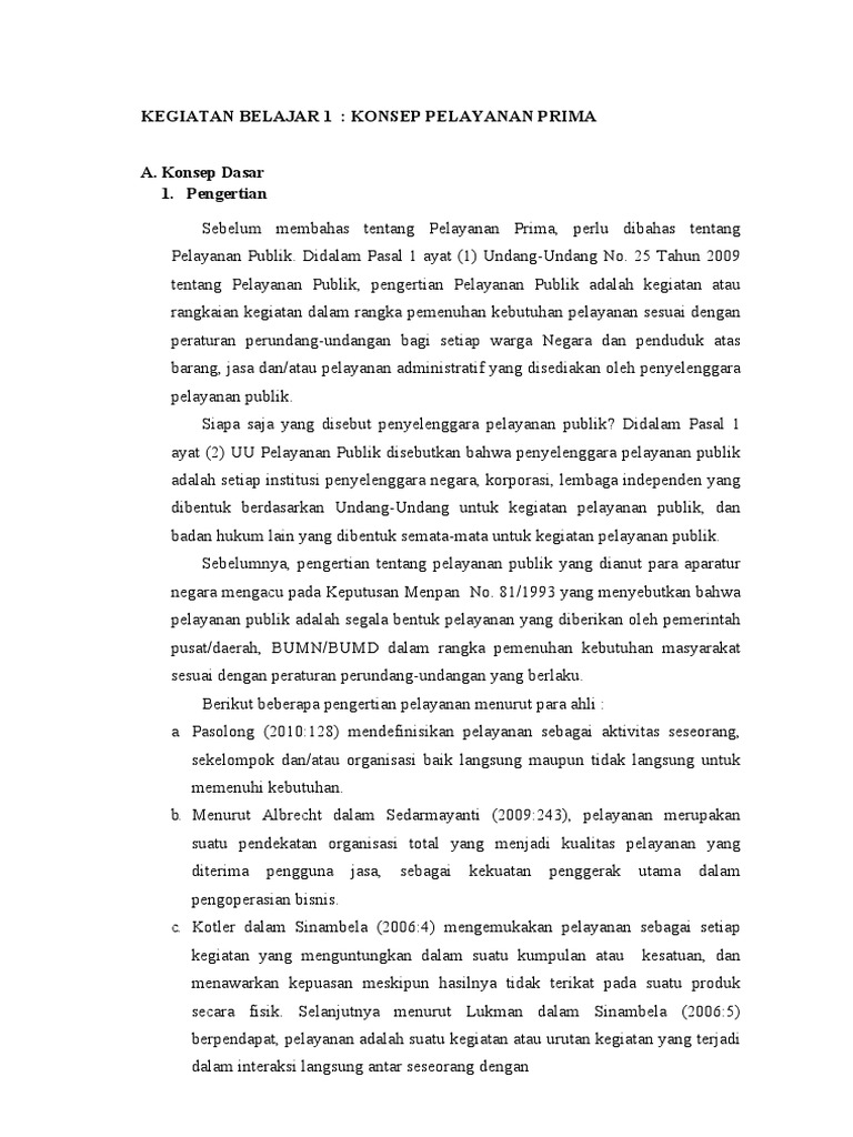 Pengertian Dan Prinsip Pelayanan Prima | PDF