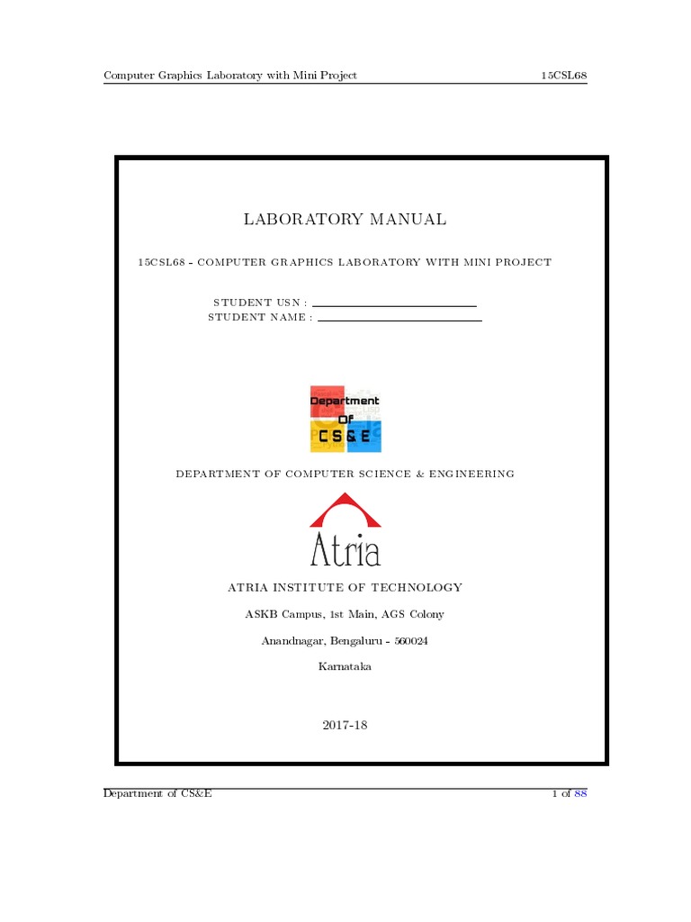 Laboratory Manual: Computer Graphics Laboratory With Mini Project ...