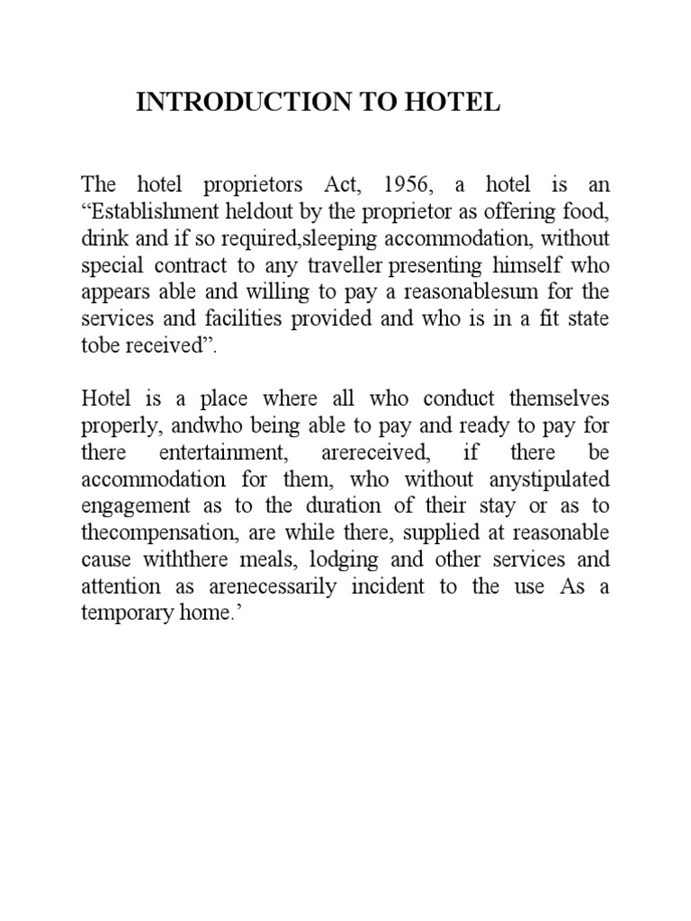 Introduction To Hotel | PDF