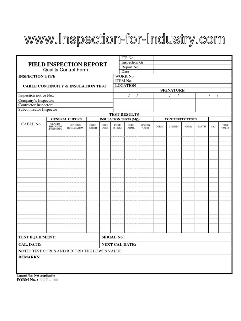 Cable Continuity and Insulation Test Quality Control and Inspection ...