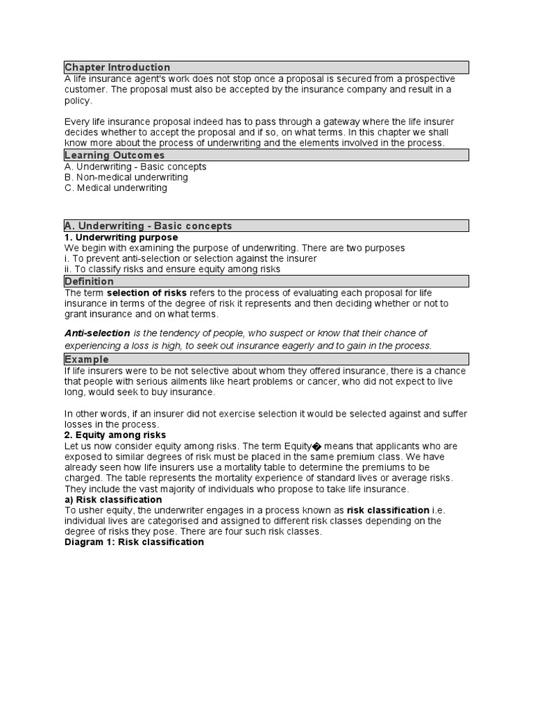 Basic Concept of Underwriting | PDF | Underwriting | Insurance