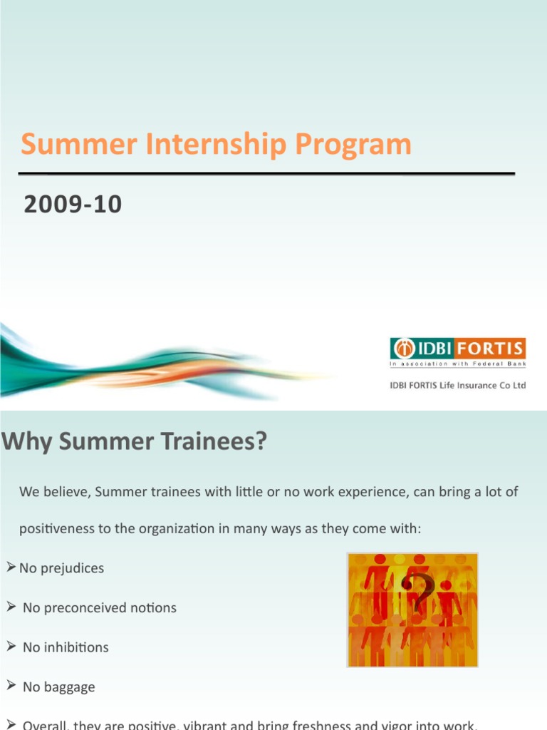 Summer Internship at IDBI Fortis | PDF | Insurance | Banks