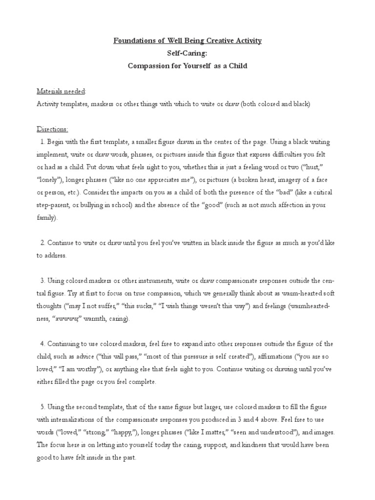 Foundations of Well Being Creative Activity Self-Caring: Compassion For ...