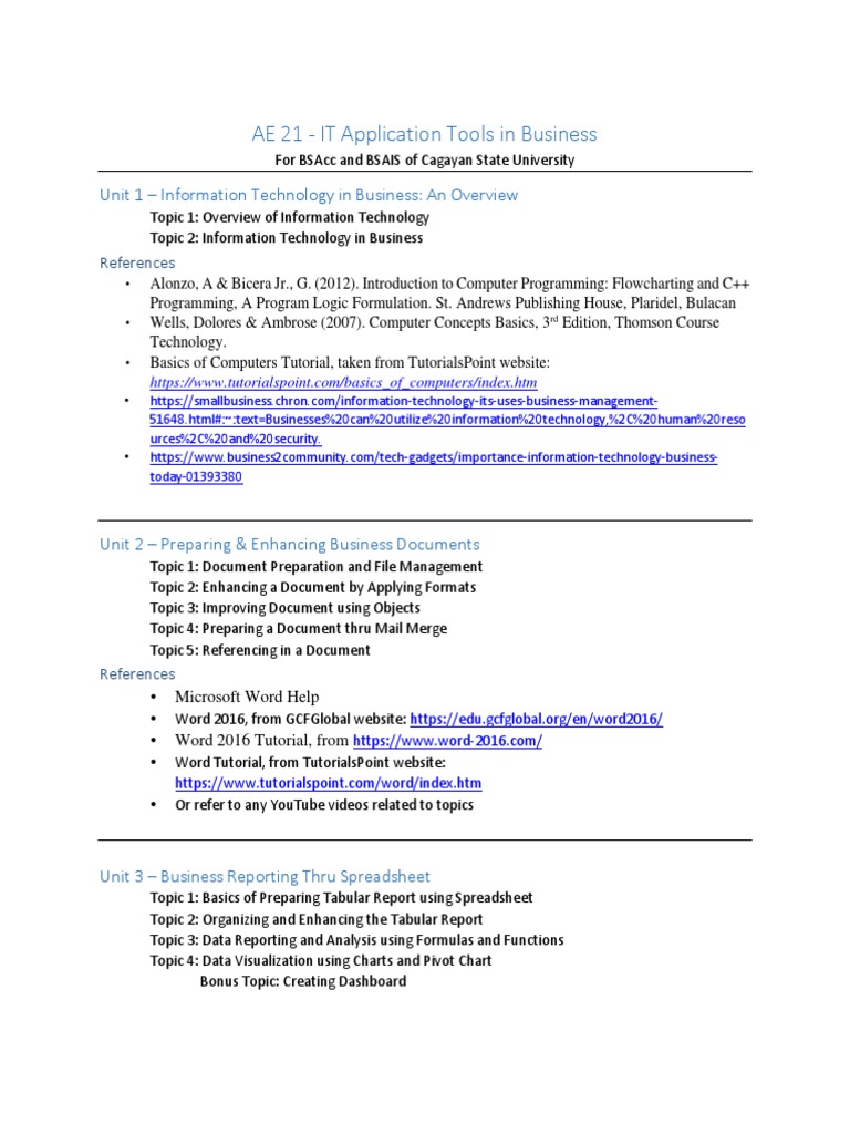 IT Application Tools for Business | PDF | Microsoft Excel | Spreadsheet
