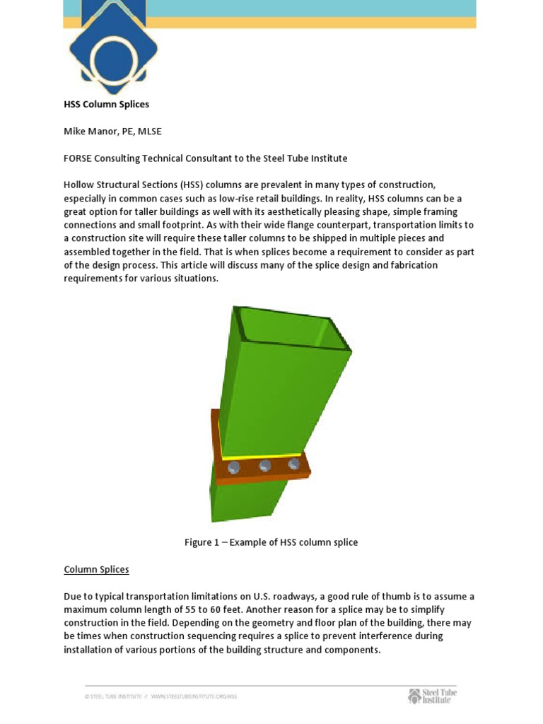 HSS Column Splice Enews v5 | PDF | Column | Structural Steel