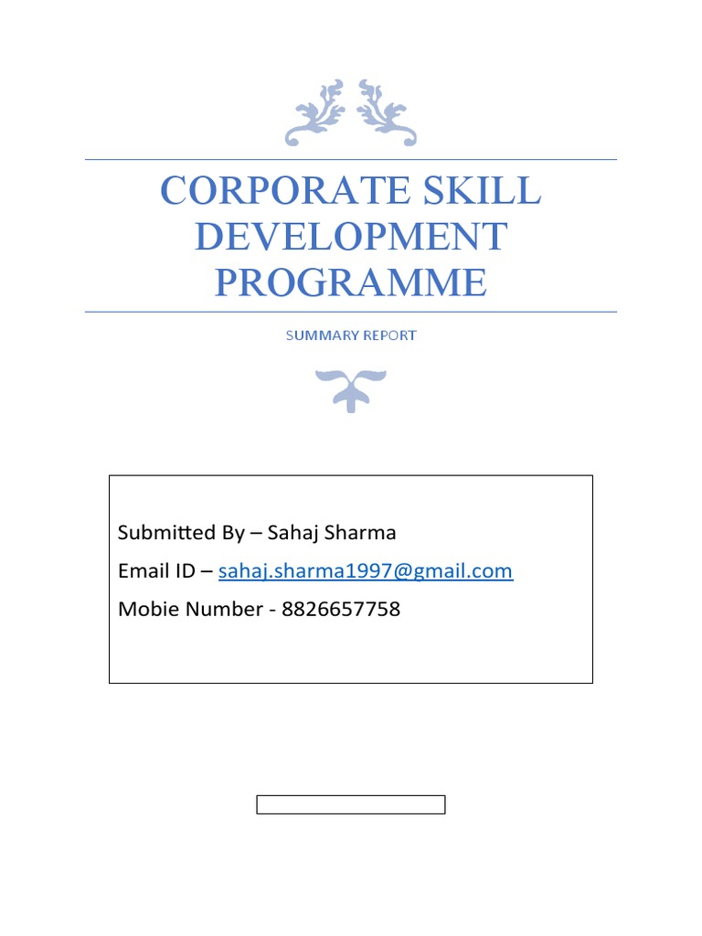 Corporate Skill Development Programme | PDF | Sensitivity Analysis ...