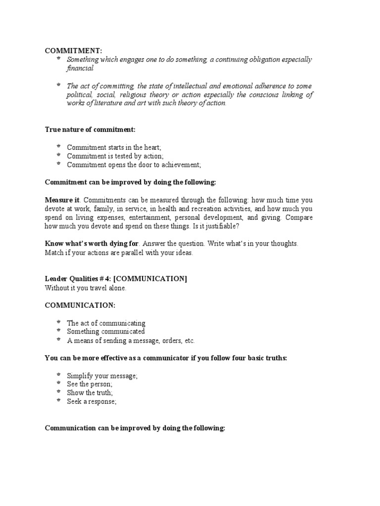 Commitment | PDF | Communication | Truth