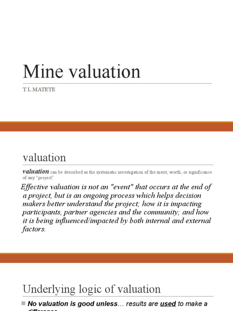 Mine Valuation Lect 1 | PDF | Mining | Feasibility Study